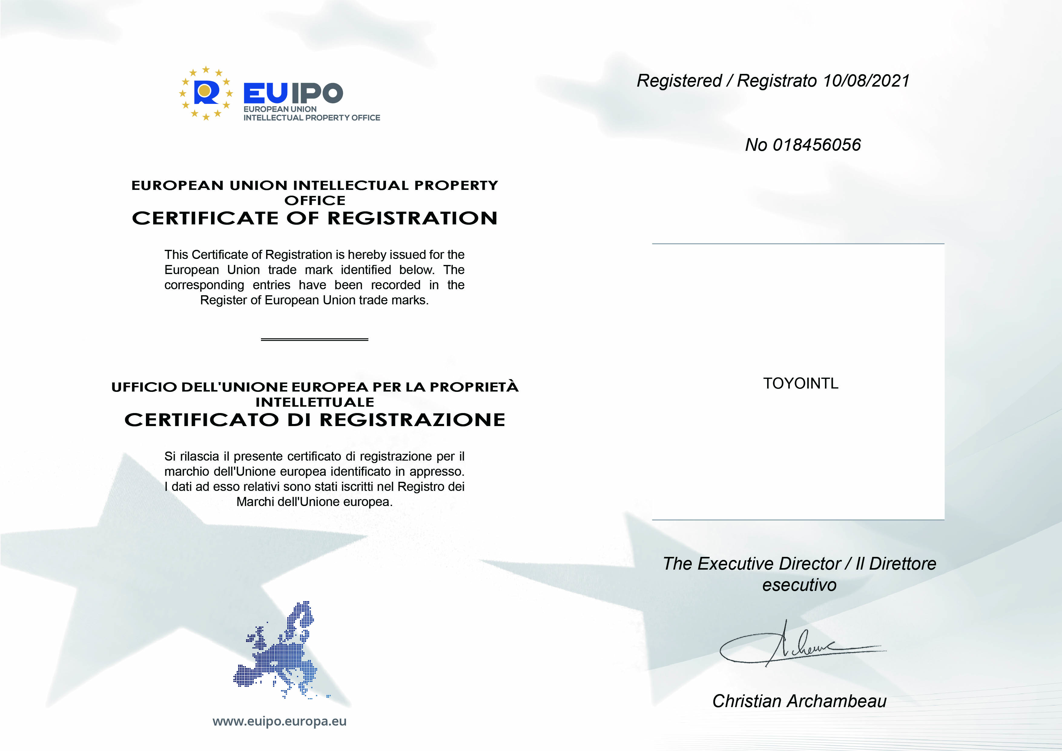 Certification - TOYO-INTL CHAIN BLOCK MFG JAPAN